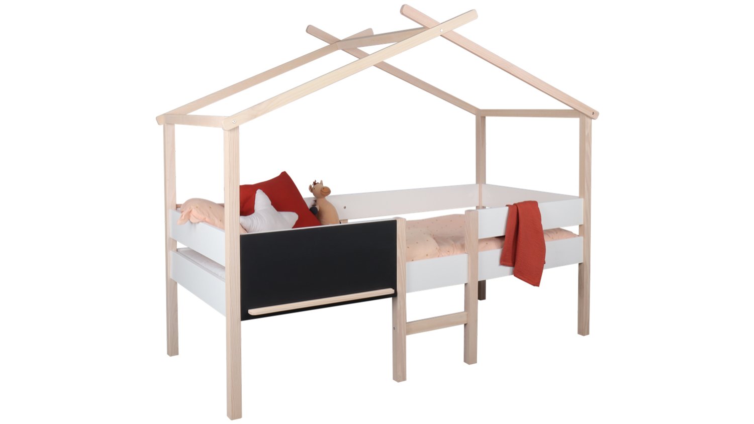 Nature Kid Hausbett Finja mit 2 Spielzeugkisten, weiß/natur ...